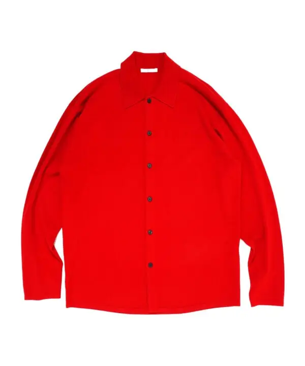 Auralee Long-sleeved Collared Sweater With Button Closure - Red