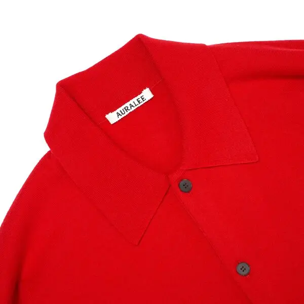 Auralee Long-sleeved Collared Sweater With Button Closure