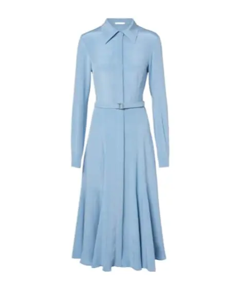 EMILIA WICKSTEAD Belted Silk Midi Dress - Blue