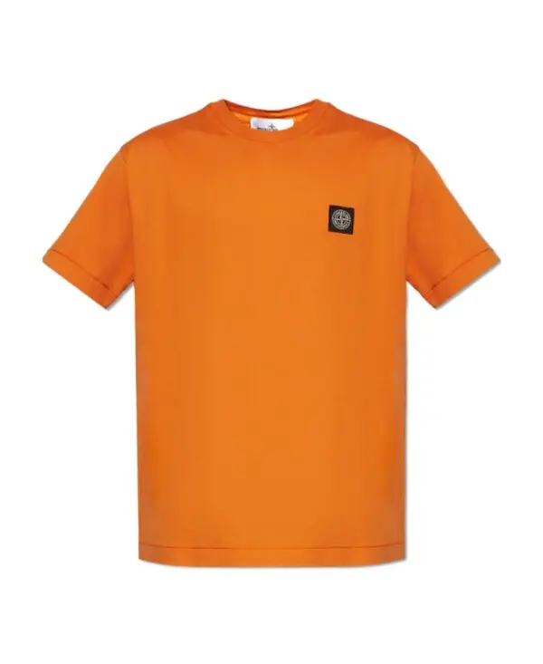 Stone Island Compass-motif Cotton T-shirt - Orange