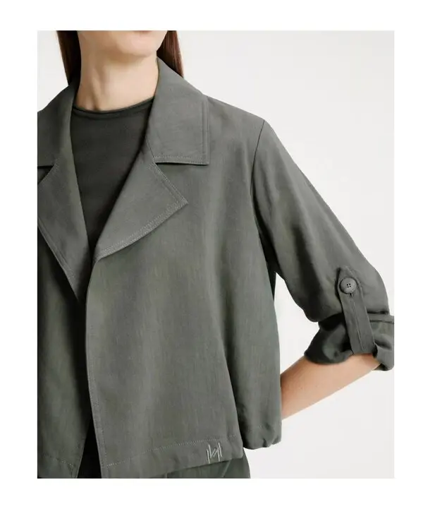 Marella Stretch Viscose And Linen Cropped Jacket - Green