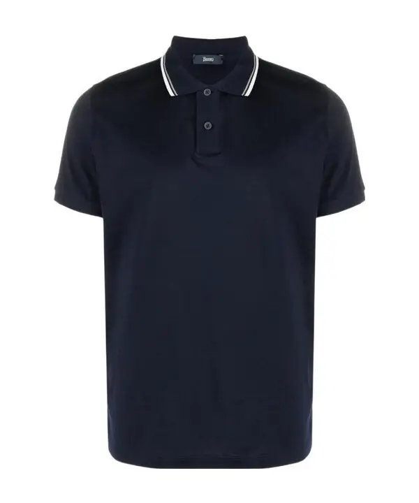 Herno Short-sleeved Contrast Trim Polo Shirt - Black