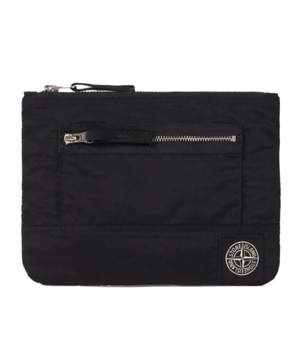Stone Island Logo-patch Zip-fastening Wallet - Black