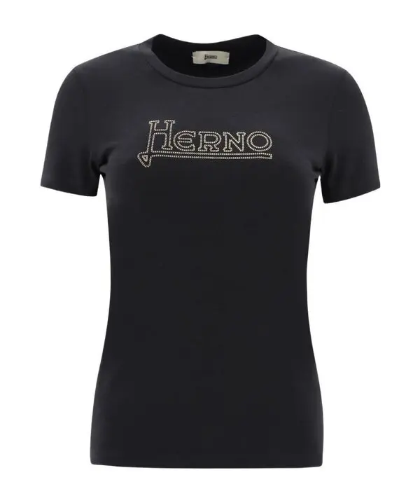 Herno Embroidered Logo Crewneck T-shirt - Black