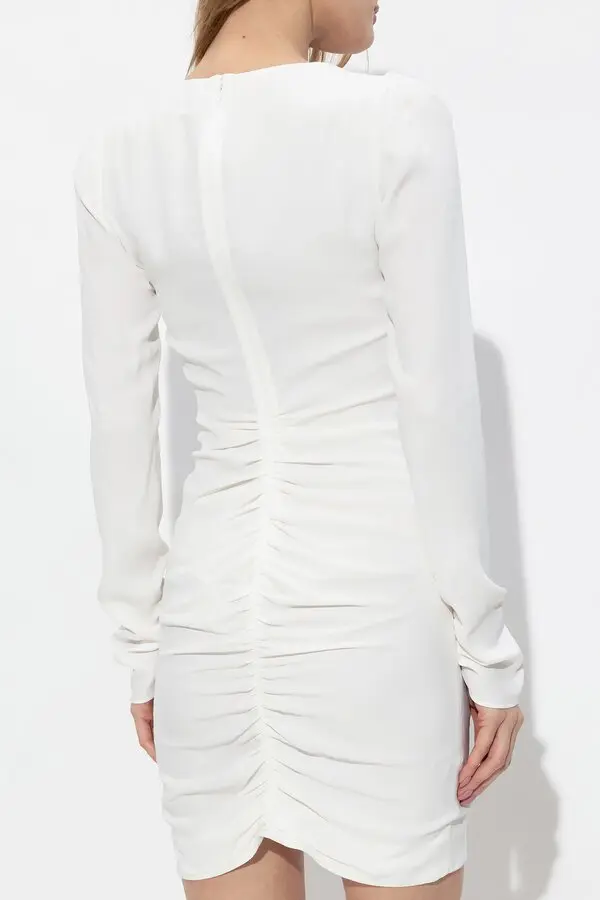Dsquared2 Long-sleeved V-neck Gathered Mini Dress