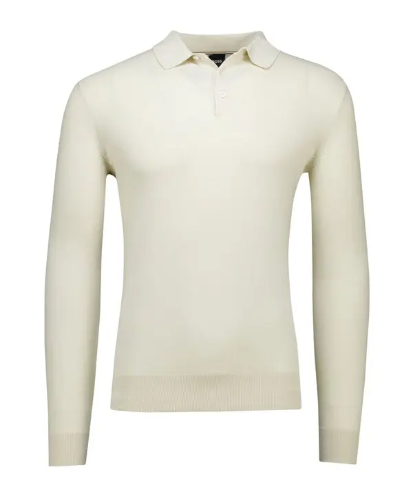 Hugo Boss Long-sleeve Organic Cotton Polo Shirt - White