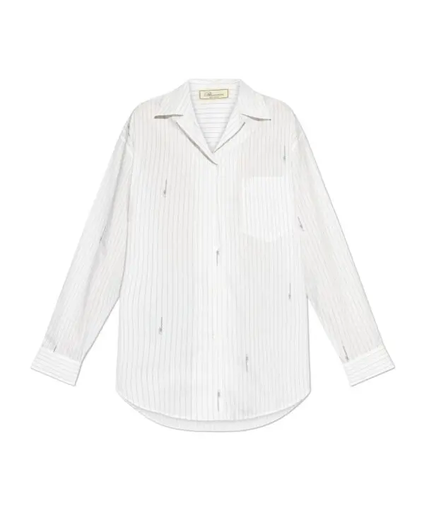 Blumarine Striped Shirt With Lapels - White