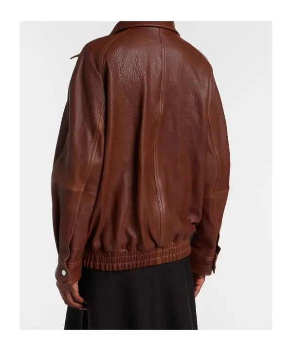 Nour Hammour Ariste Leather Bomber Jacket - Brown