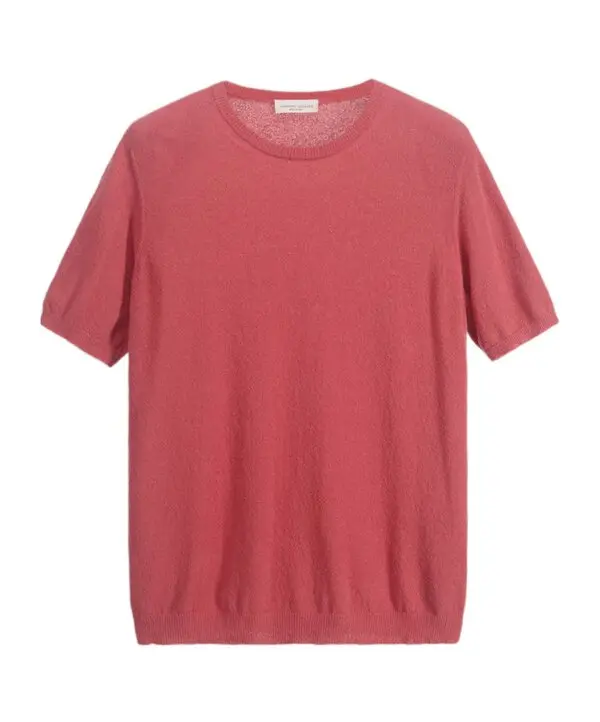 ROBERTO COLLINA Crew Neck Short Sleeve Knit Sweater - Red