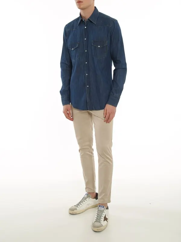 DRUMOHR Long-sleeved Cotton Denim Shirt