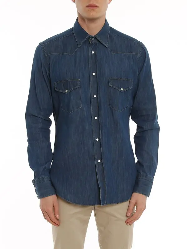 DRUMOHR Long-sleeved Cotton Denim Shirt