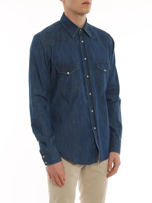 DRUMOHR Long-sleeved Cotton Denim Shirt