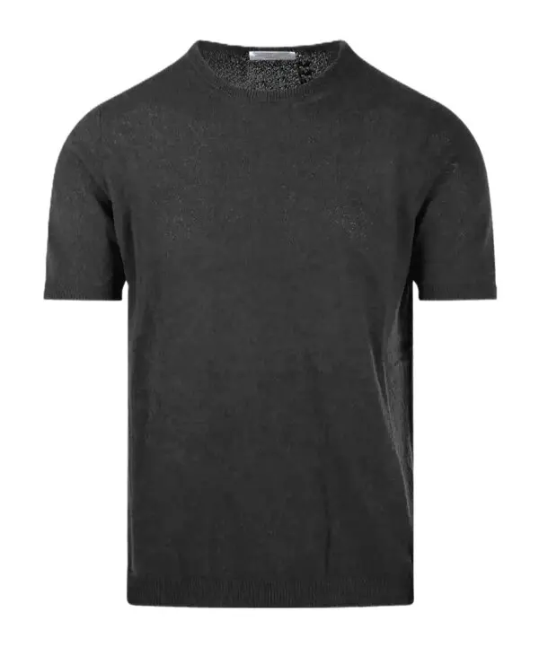 ROBERTO COLLINA Crew Neck Short Sleeve Knit Sweater - Black