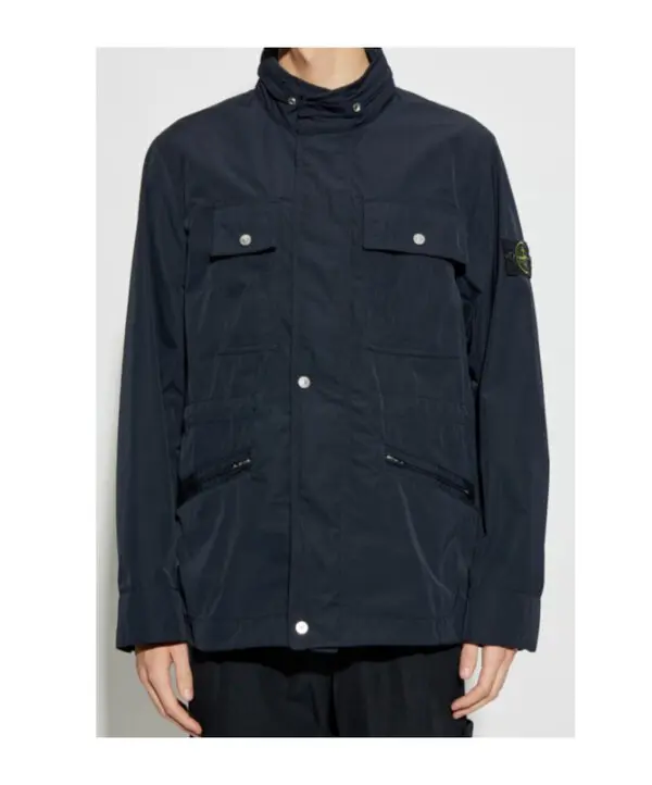 Stone Island Zip Up Jacket With Detachable Compass Badge