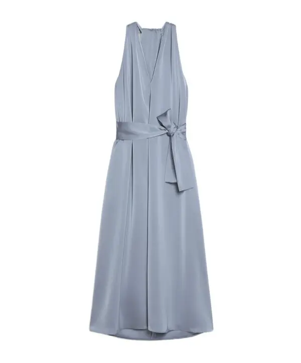 IBLUES Sleeveless Satin Belted Maxi Dress - Avio