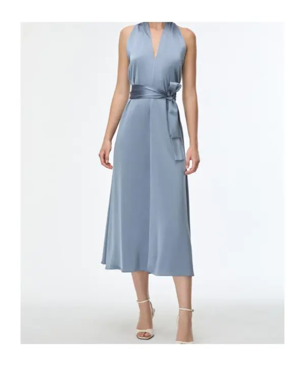 IBLUES Sleeveless Satin Belted Maxi Dress