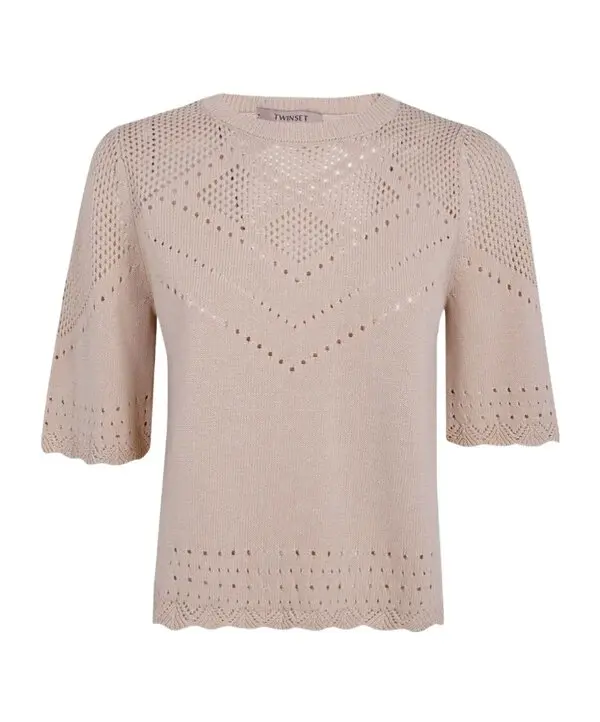 TWINSET Pointelle Knit Knitted Sweater