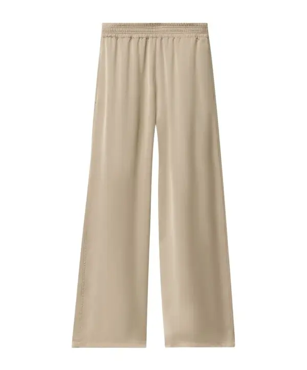 Fabiana Filippi Elastic Waistband Satin Wide Leg Trousers - Beige