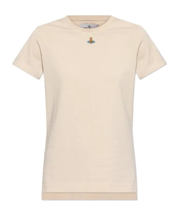 VIVIENNE WESTWOOD Orb Logo-embroidered Crewneck T-shirt - Cream
