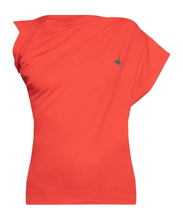 VIVIENNE WESTWOOD Orb Embroidered Asymmetrical T-shirt - Red