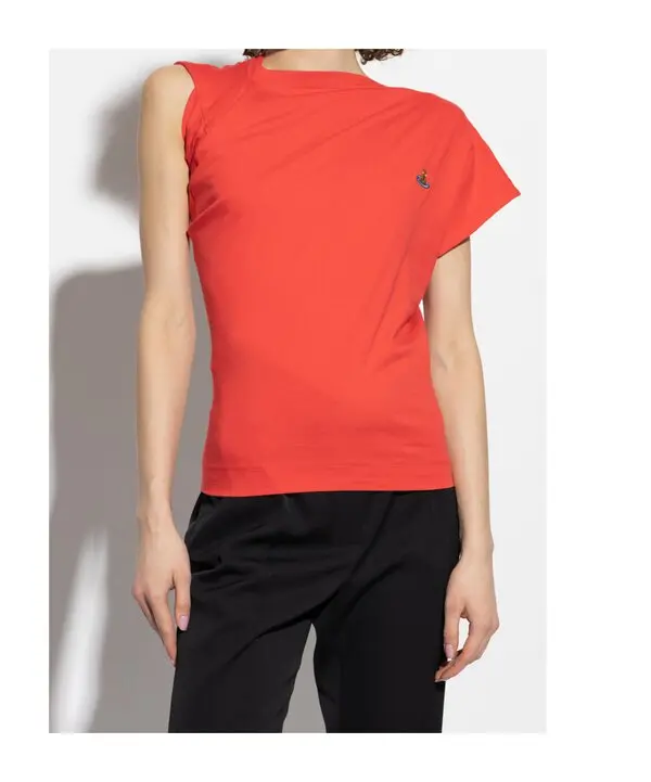 VIVIENNE WESTWOOD Orb Embroidered Asymmetrical T-shirt