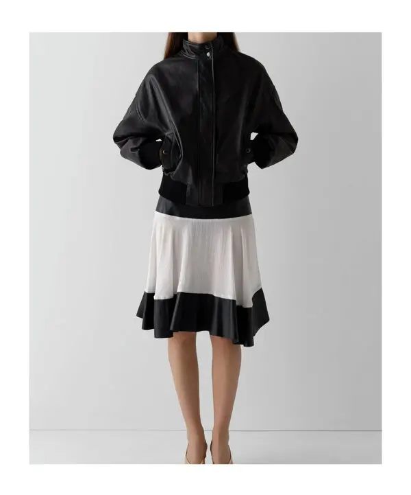 Gimaguas Leather Zip-up Jacket With Silver Button Pocket Details