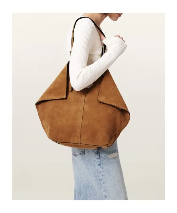 ALLSAINTS Ara Suede Shoulder Bag - Tan