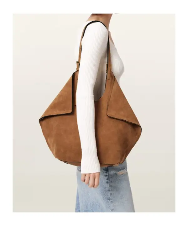 ALLSAINTS Ara Suede Shoulder Bag - Tan