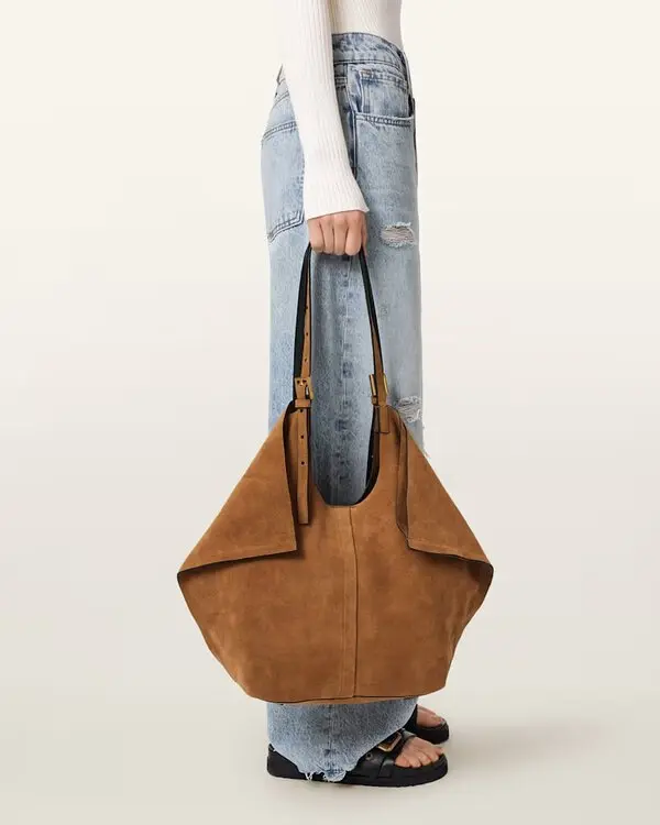 ALLSAINTS Ara Suede Shoulder Bag - Tan