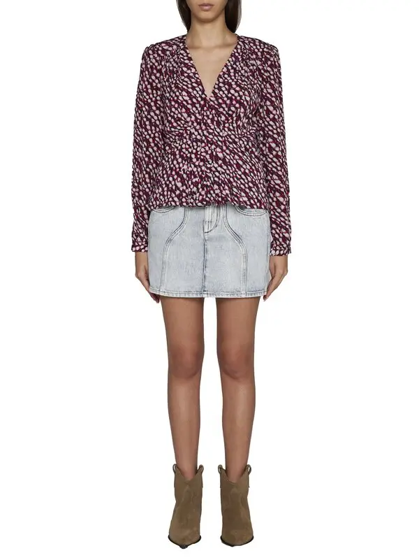 Isabel Marant Étoile Graphic Print V-neck Long Sleeve Shirt