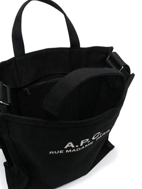 A.p.c. Shopping Bag With Logo - Black