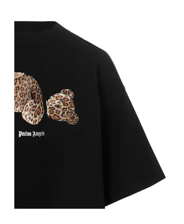 Palm Angels Leopard Teddy Bear Print T-shirt
