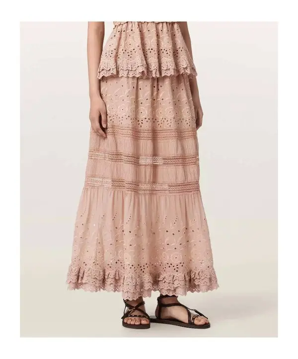 ALLSAINTS Embroidered Midi Skirt