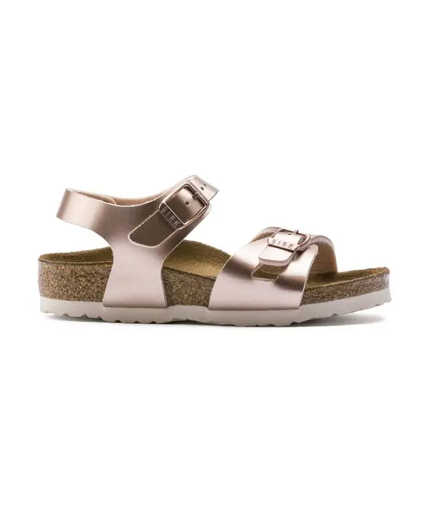 BIRKENSTOCK Metallic Leather Sandals With Buckle Detail - Brown