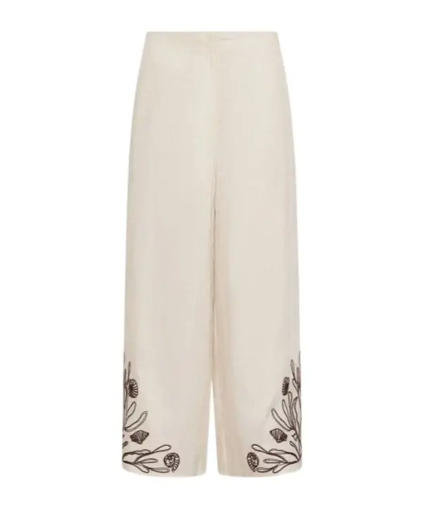 Marella Embroidered Trousers - White