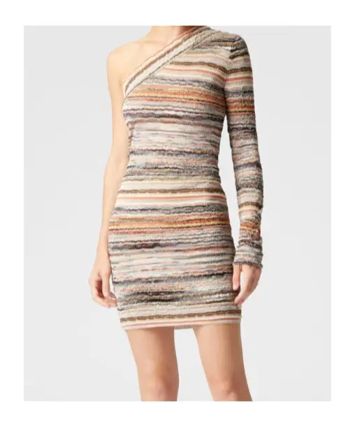 Missoni Embossed Wave Motif One-shoulder Mini Dress