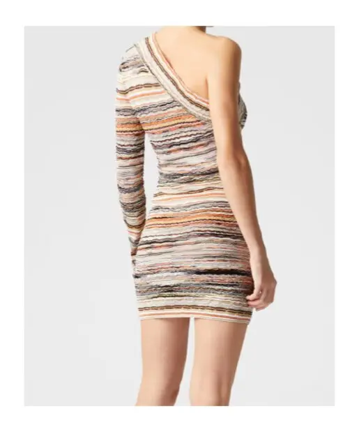 Missoni Embossed Wave Motif One-shoulder Mini Dress