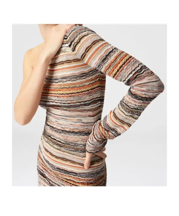 Missoni Embossed Wave Motif One-shoulder Mini Dress