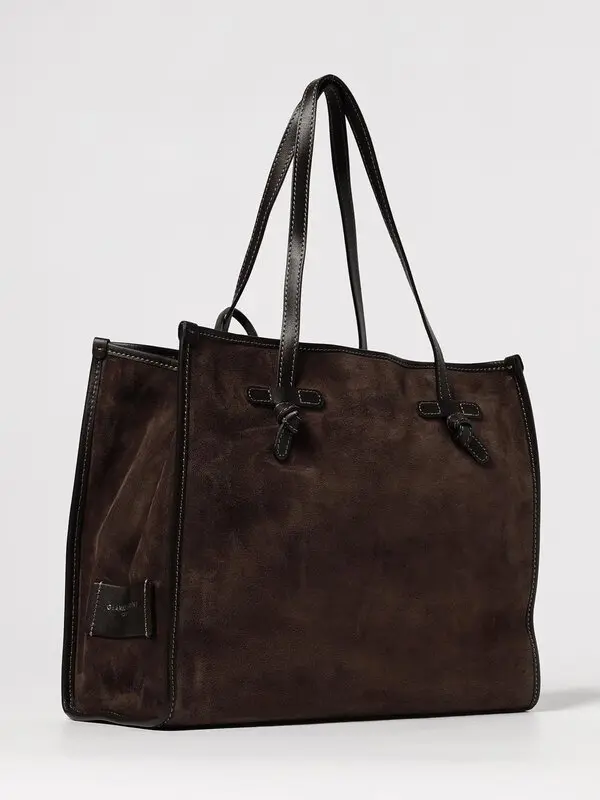 GIANNI CHIARINI Marcella Knotted Suede Tote Bag - Brown