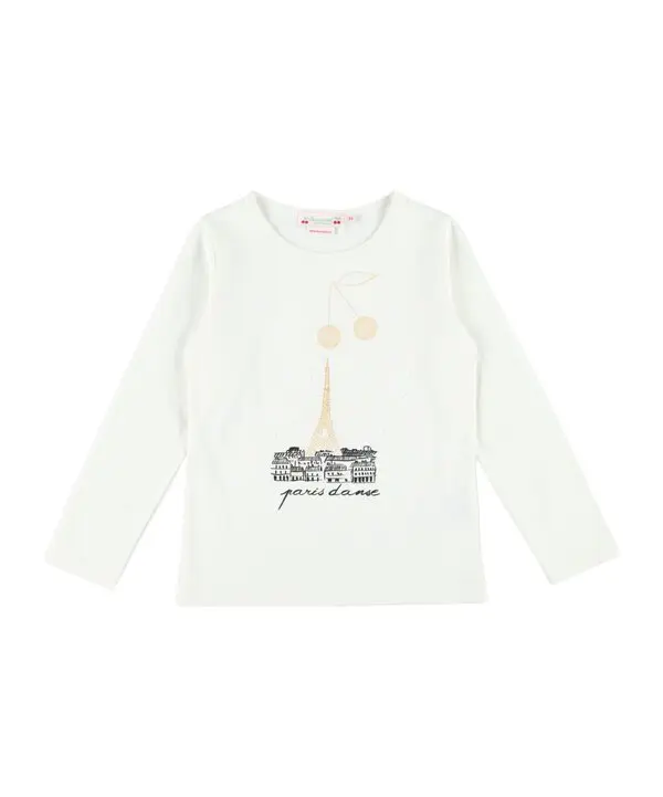 Bonpoint Eiffel Tower And Cherry Printed Long Sleeve T-shirt - White