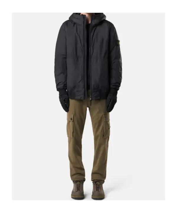 Stone Island Logo Patch Zip-up Hooded Jacket