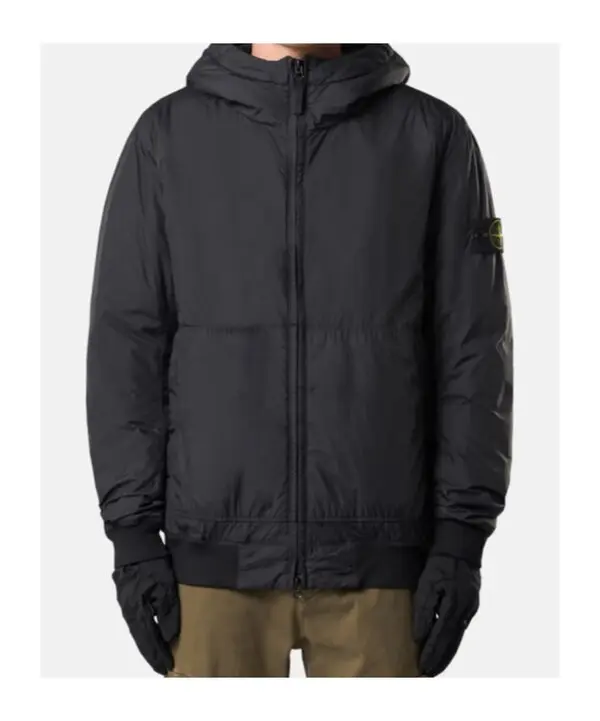 Stone Island Logo Patch Zip-up Hooded Jacket
