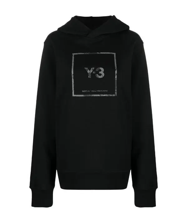Y3 Logo-print Cotton Hoodie - Black