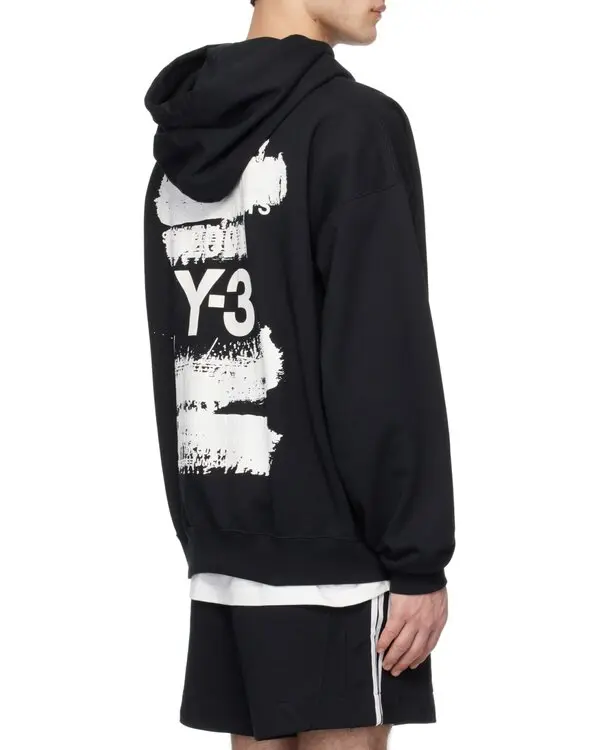 Y3 Maxi Logo Printed Drawstring Hoodie