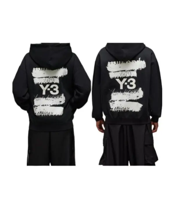Y3 Maxi Logo Printed Drawstring Hoodie