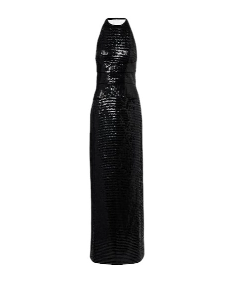 Roberto Cavalli Sequined Halterneck Silk Gown - Black