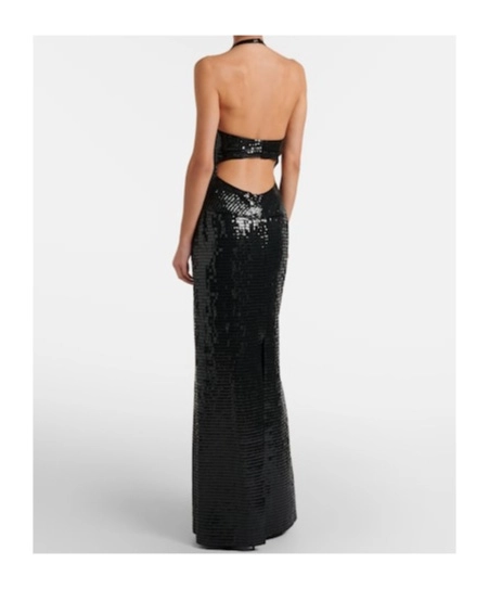 Roberto Cavalli Sequined Halterneck Silk Gown
