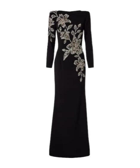 Jenny Packham Slipper Orchid Embellished Gown - Black