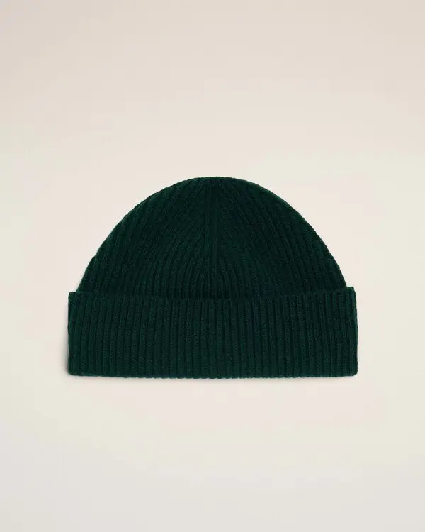 AMI Paris Ribbed Logo Beanie Hat - Evergreen