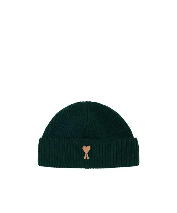 Ami Ribbed Logo Beanie Hat